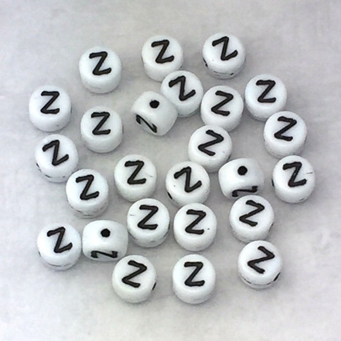 Letter Z Alphabet Bead White/black Porcelain Beads Czech - Etsy