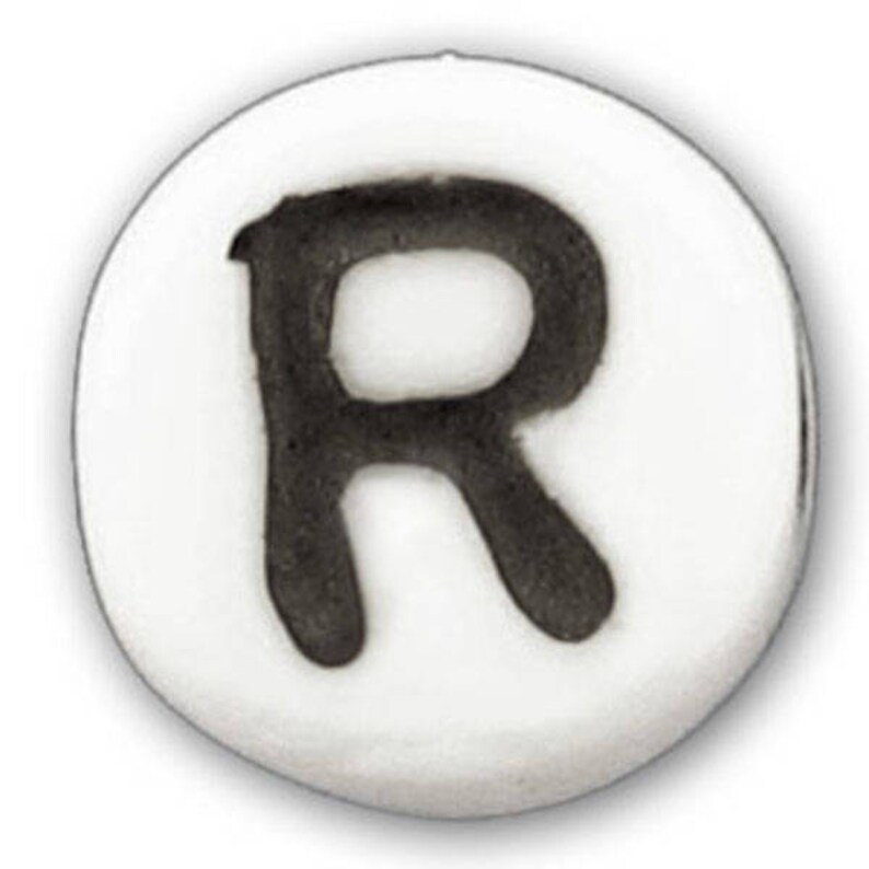 White Alphabet Bead Letter R Porcelain Beads Czech Glass - Etsy