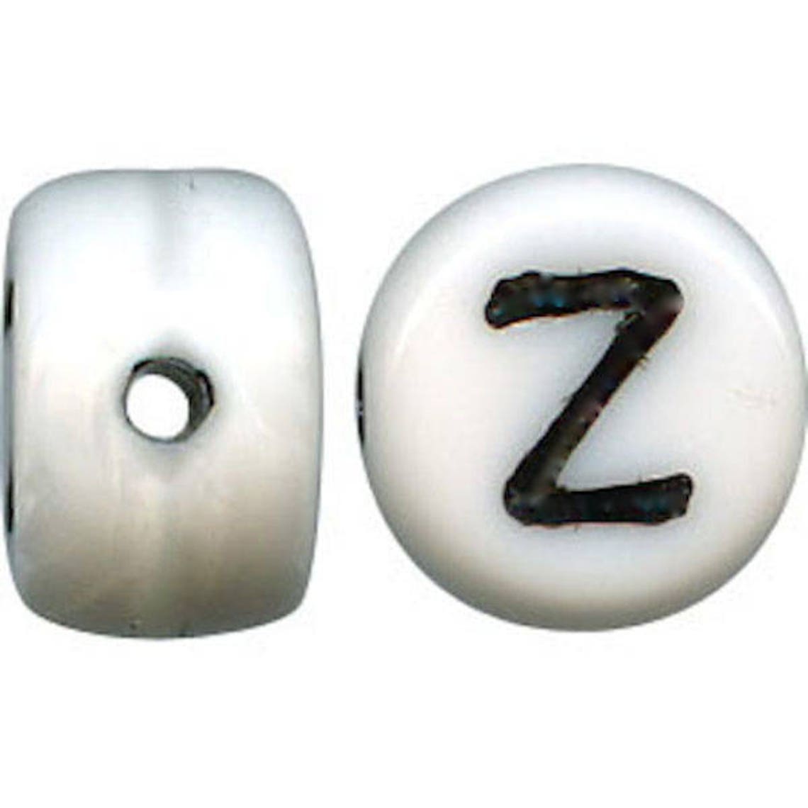Letter Z Alphabet Bead White/black Porcelain Beads Czech - Etsy