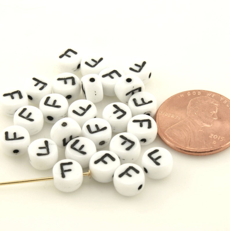 White Alphabet Bead Letter F Porcelain Beads Czech Glass - Etsy