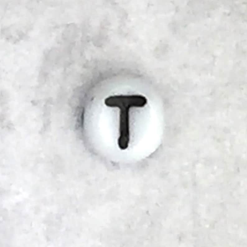 Letter T Alphabet Bead White/black Porcelain Beads Czech | Etsy