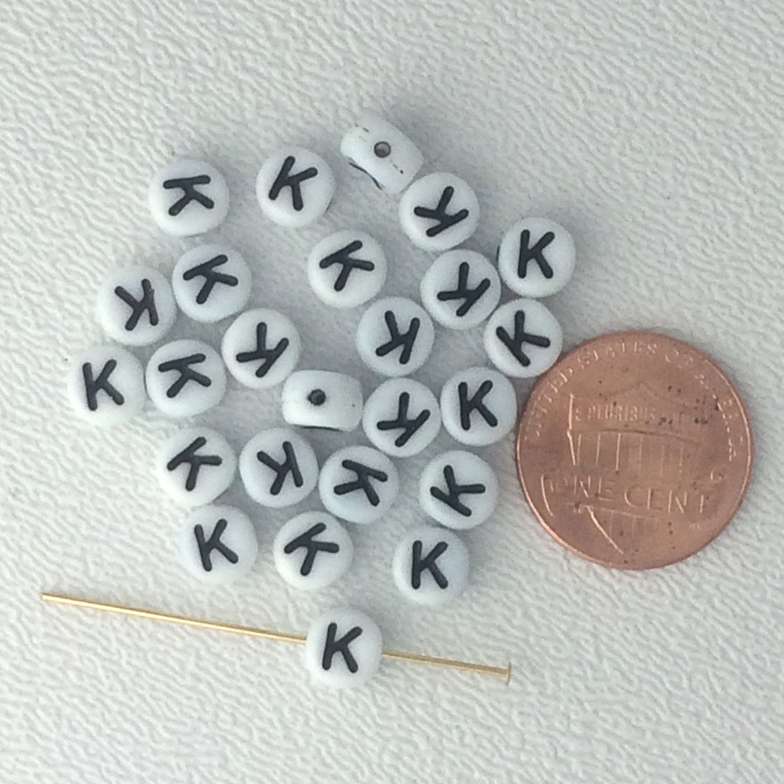 Letter K Porcelain Alphabet Beads - 6mm White and Black Czech Glass ...