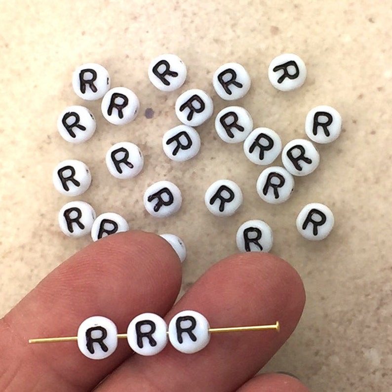 White Alphabet Bead Letter R Porcelain Beads Czech Glass | Etsy