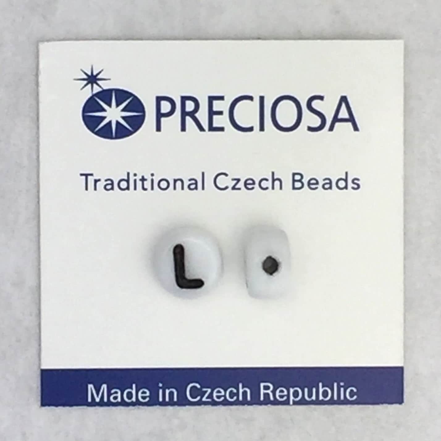 White Alphabet Bead Letter L Porcelain Beads Czech Glass | Etsy