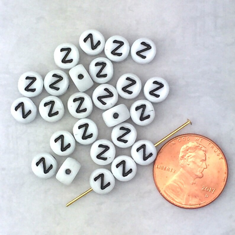 Letter Z Alphabet Bead White/black Porcelain Beads Czech - Etsy