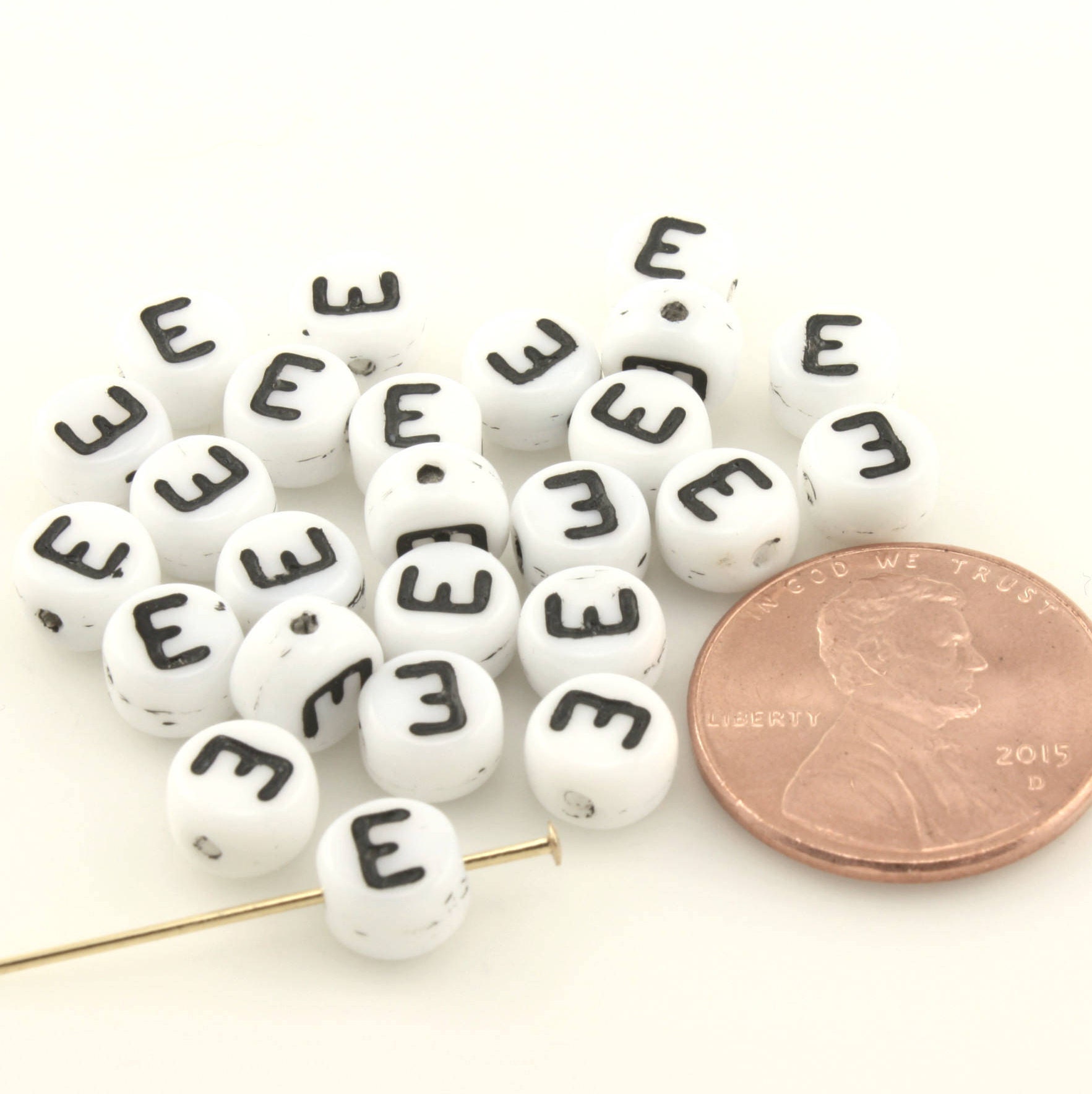 Letter E Alphabet Bead White/black Porcelain Beads Czech - Etsy