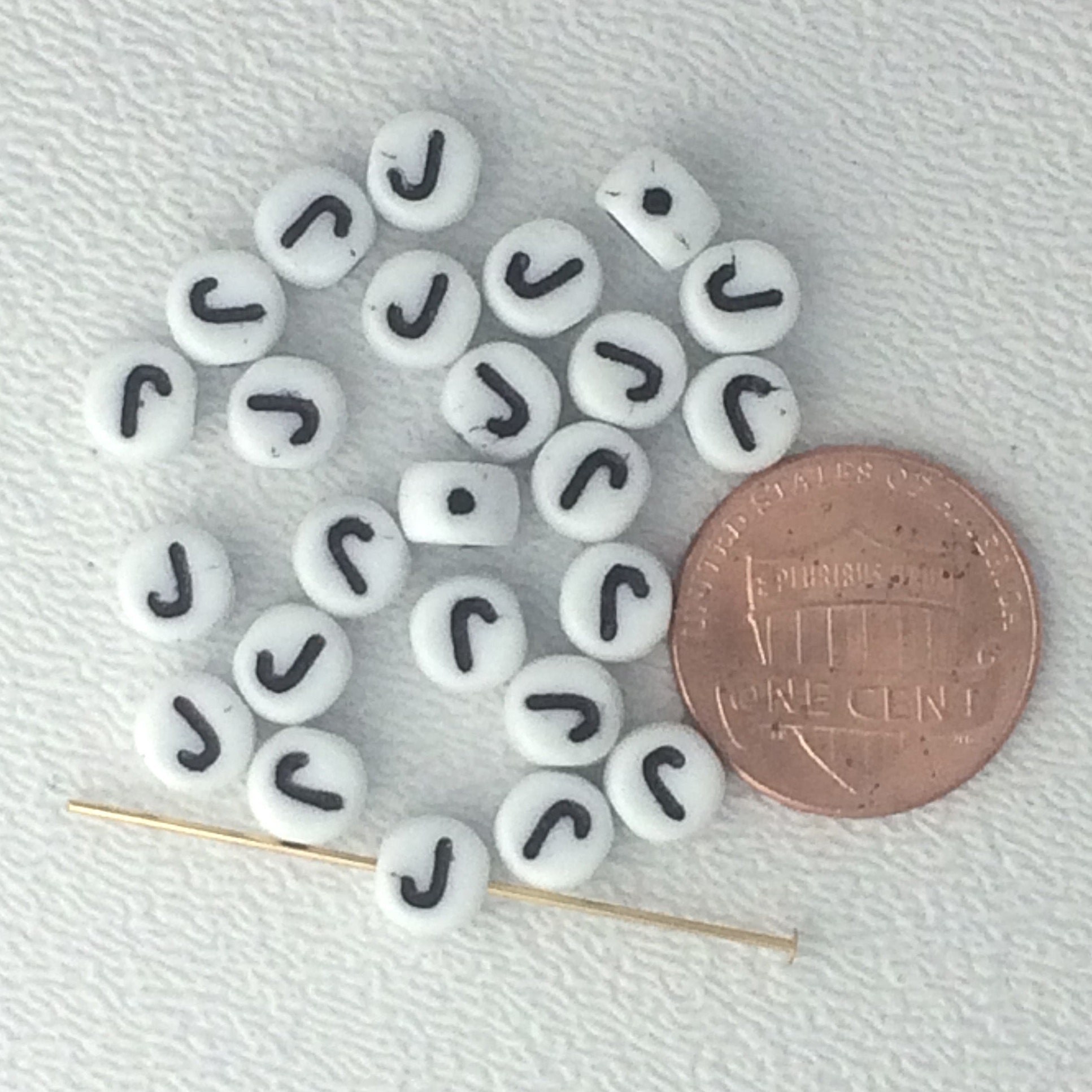 Alphabet Bead Letter J White/black Porcelain Beads - Etsy