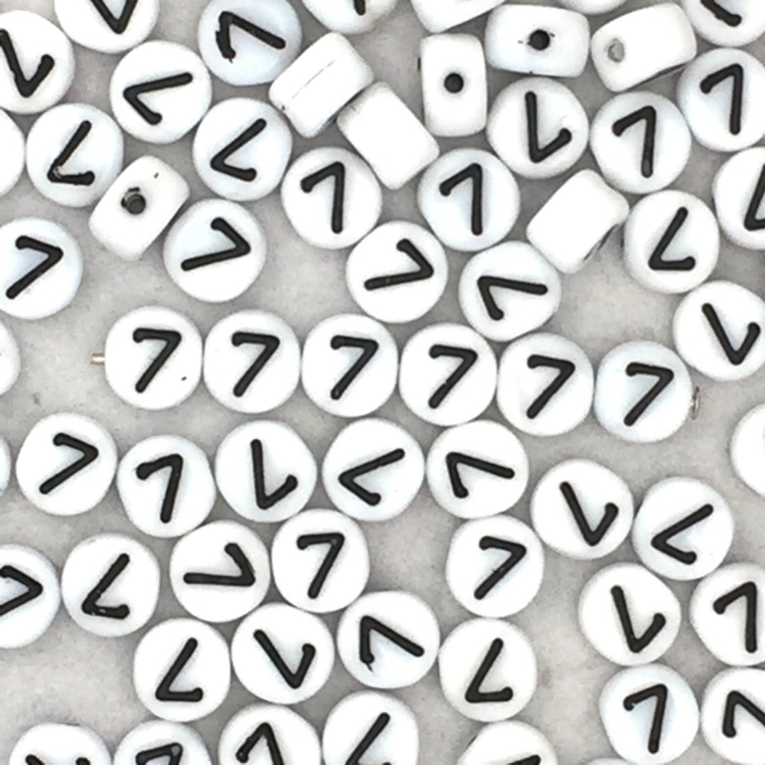 Number 7 Czech Glass Bead: 6mm White Porcelain Jewelry Bead (25/50 ...