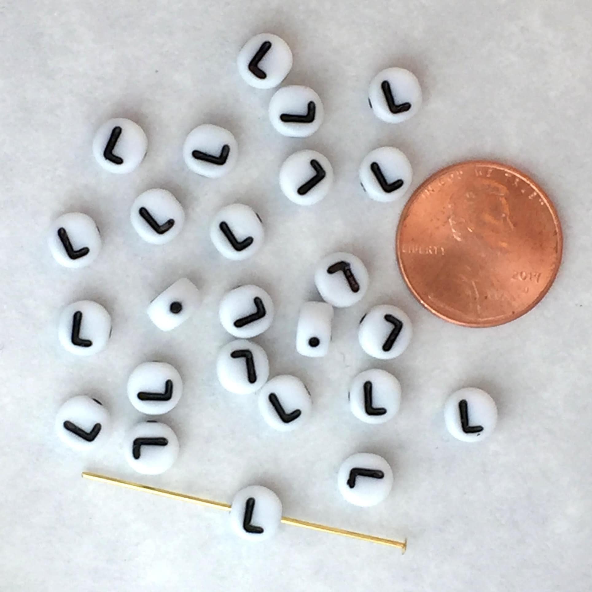 White Alphabet Bead Letter L Porcelain Beads Czech Glass | Etsy