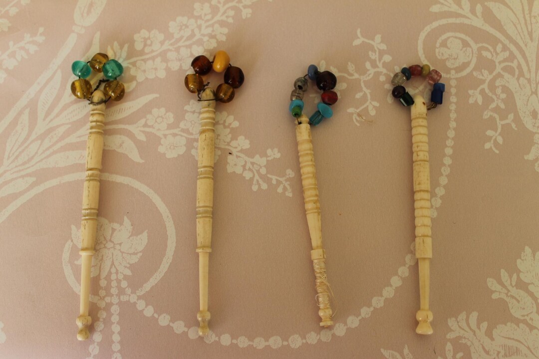 Antique Bovine Bone Lace Making Bobbins, 4 Victorian Craft Tools, 19th ...