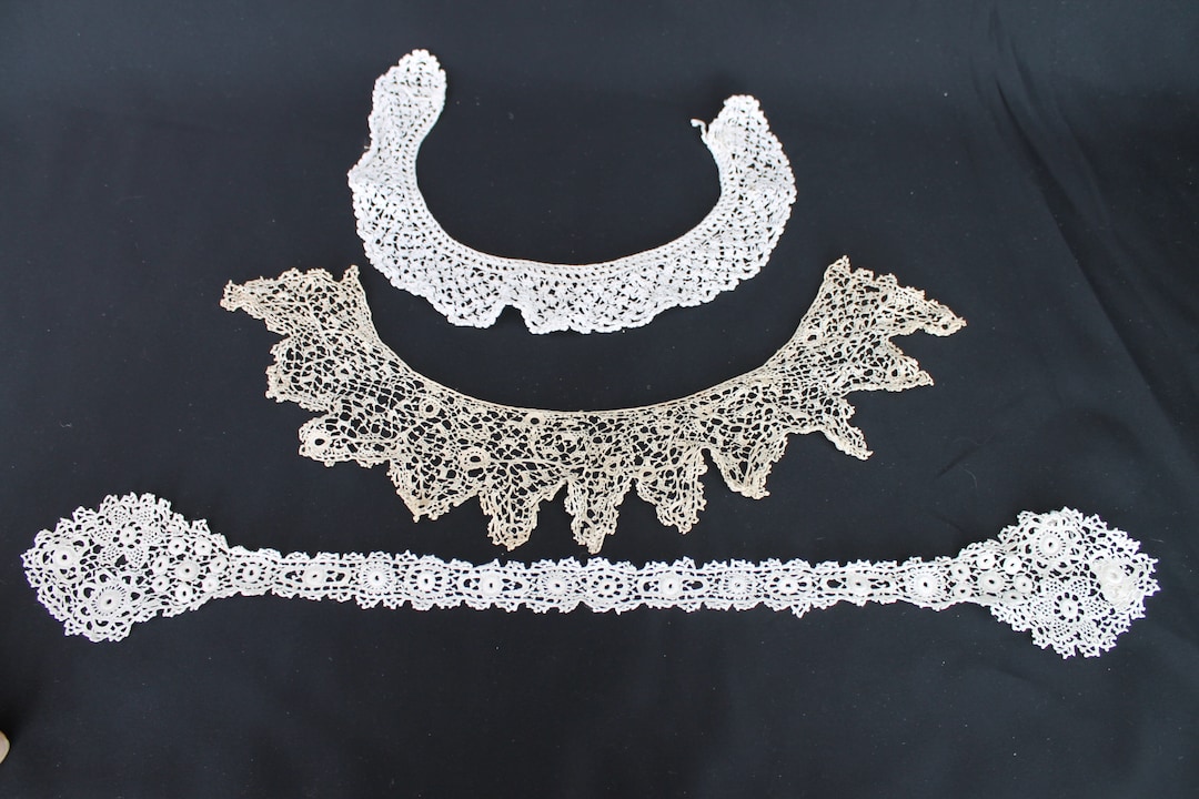 Antique Lace Collars: Victorian Cream Crochet, Scrap Lace Costume ...