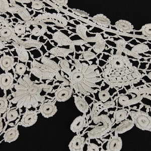 Antique Handmade Lace Collar, Victorian Irish Crochet Lace Effect White ...