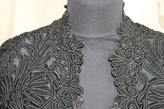 1870s/1880s black Victorian lined heavy lace short sl… - Gem