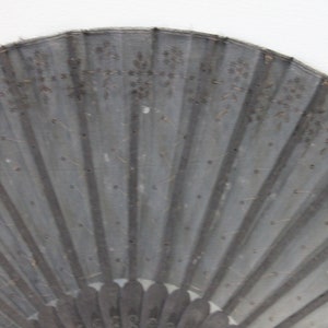 Victorian Black Fan, Carved Wood & Sequined Silk Folding Hand Fan ...
