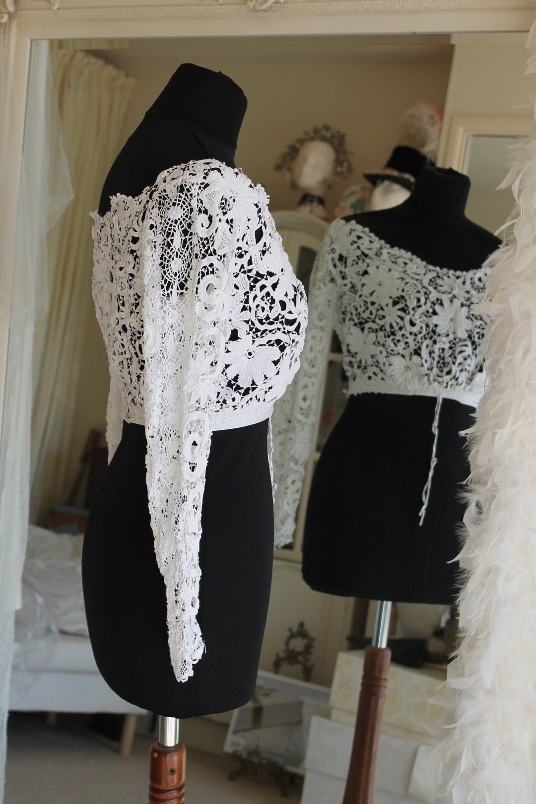 Victorian Irish Lace Bodice, 1850s Wide Scoop Neck Dress Top, White ...