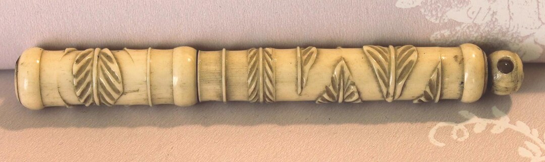 Victorian Carved Bone Needle Case, Stanhope Paris Views, Antique Sewing ...
