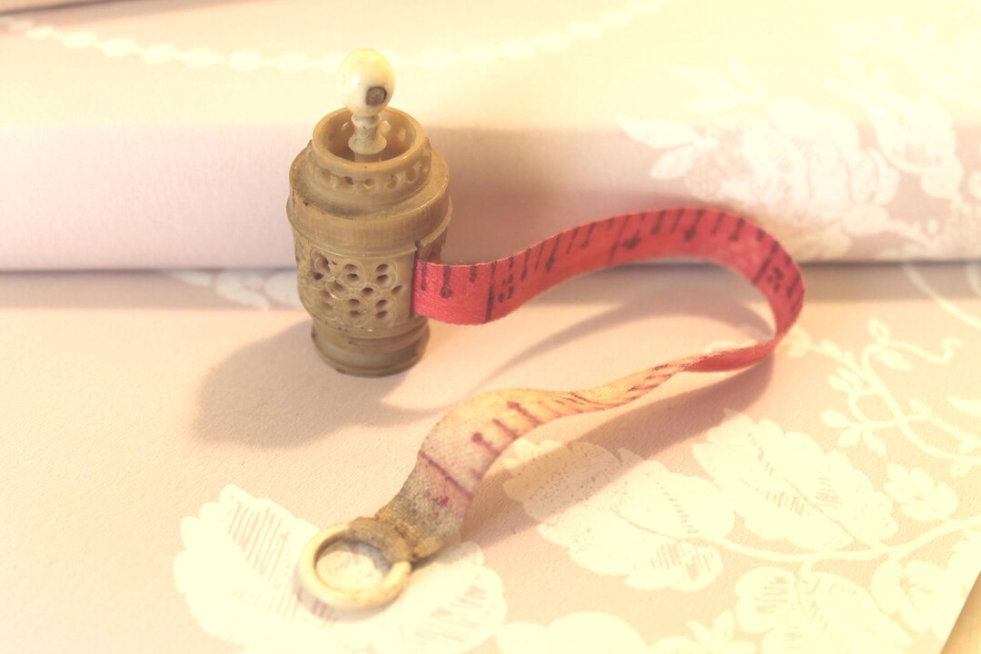 Victorian Stanhope Tape Measure, Antique Tagua Nut Sewing Accessory ...