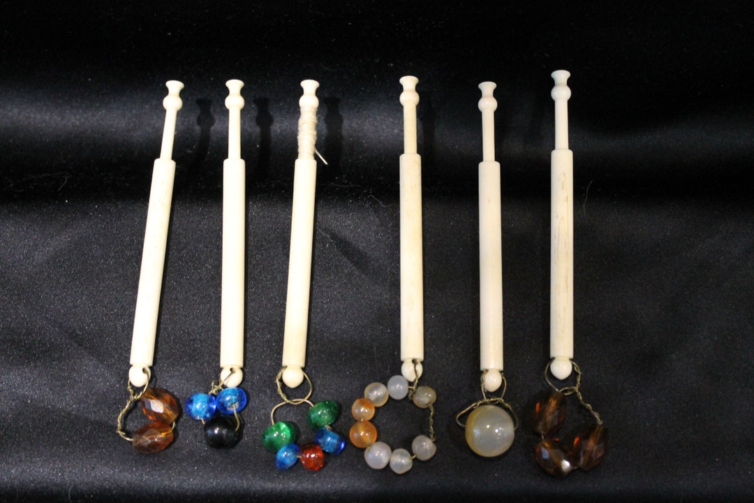 6 Smooth Plain Victorian Lace Making Bobbins, Cream Bovine Bone Antique ...