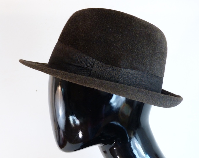 Dark Brown Wool FLECHET Men's Trilby Hat With Cotton Fabric Band Mid ...