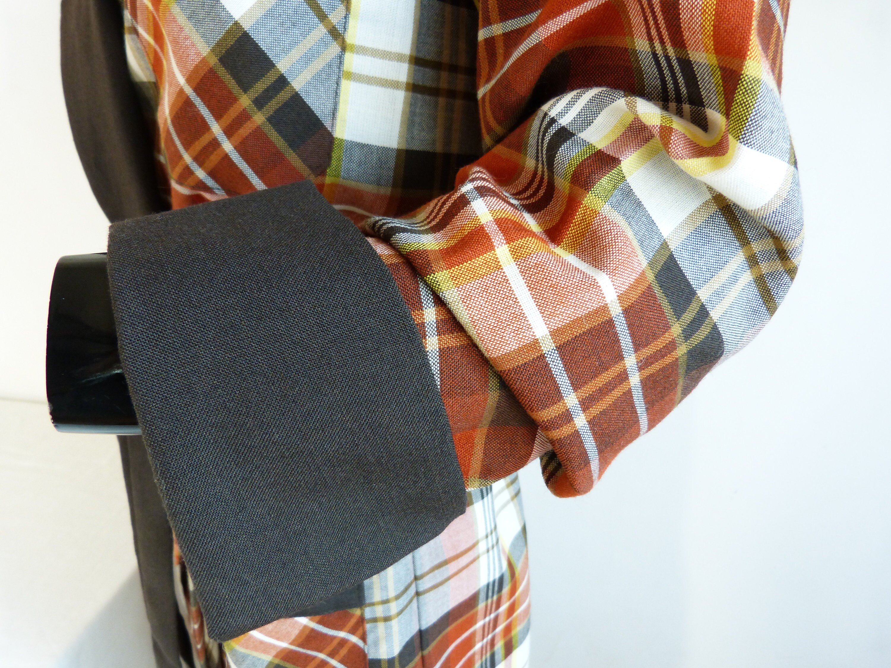 Wool Mix EURAL TERGAL Men's Robe - Brown & Brick Red Check Plaid - Mid ...