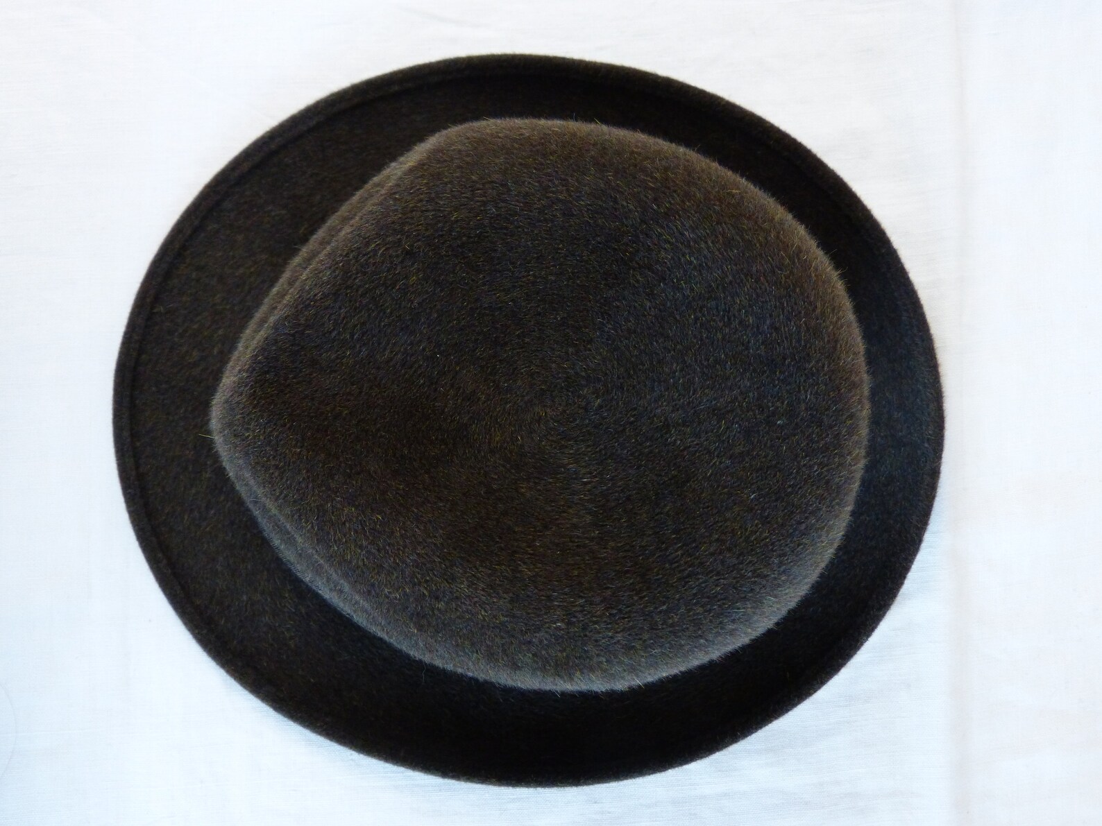 Dark Brown Wool FLECHET Men's Trilby Hat With Cotton Fabric Band - Mid ...