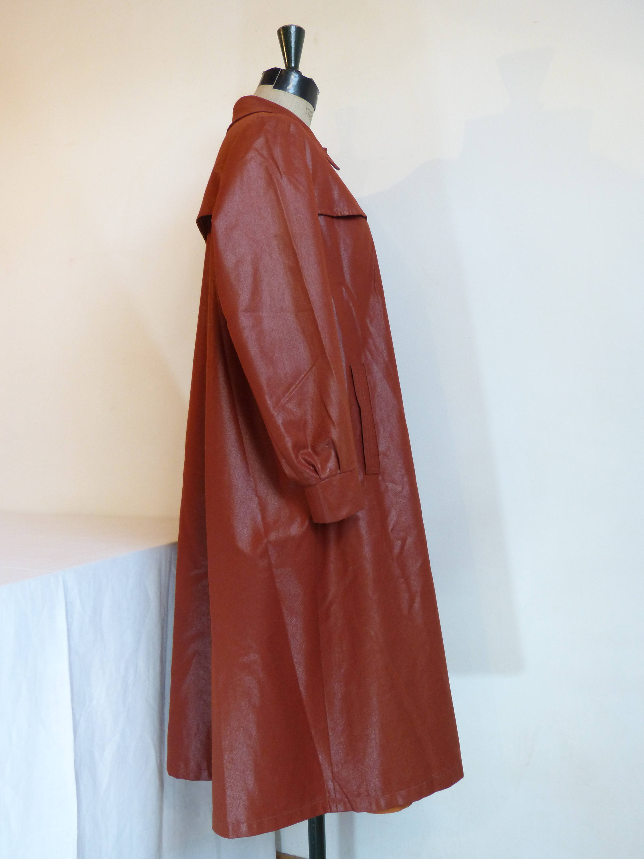 Reddish brown shiny DIOLEN fabric A-line trench coat autumn | Etsy