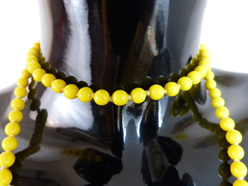 Long Bright Yellow Beaded Necklace Small Plastic Beads & - Etsy