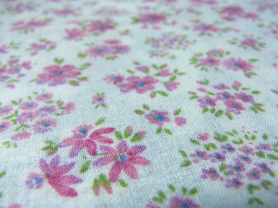 Pink Little Flower Print Unused Slightly Fluffy Cotton Sheet Fabric ...