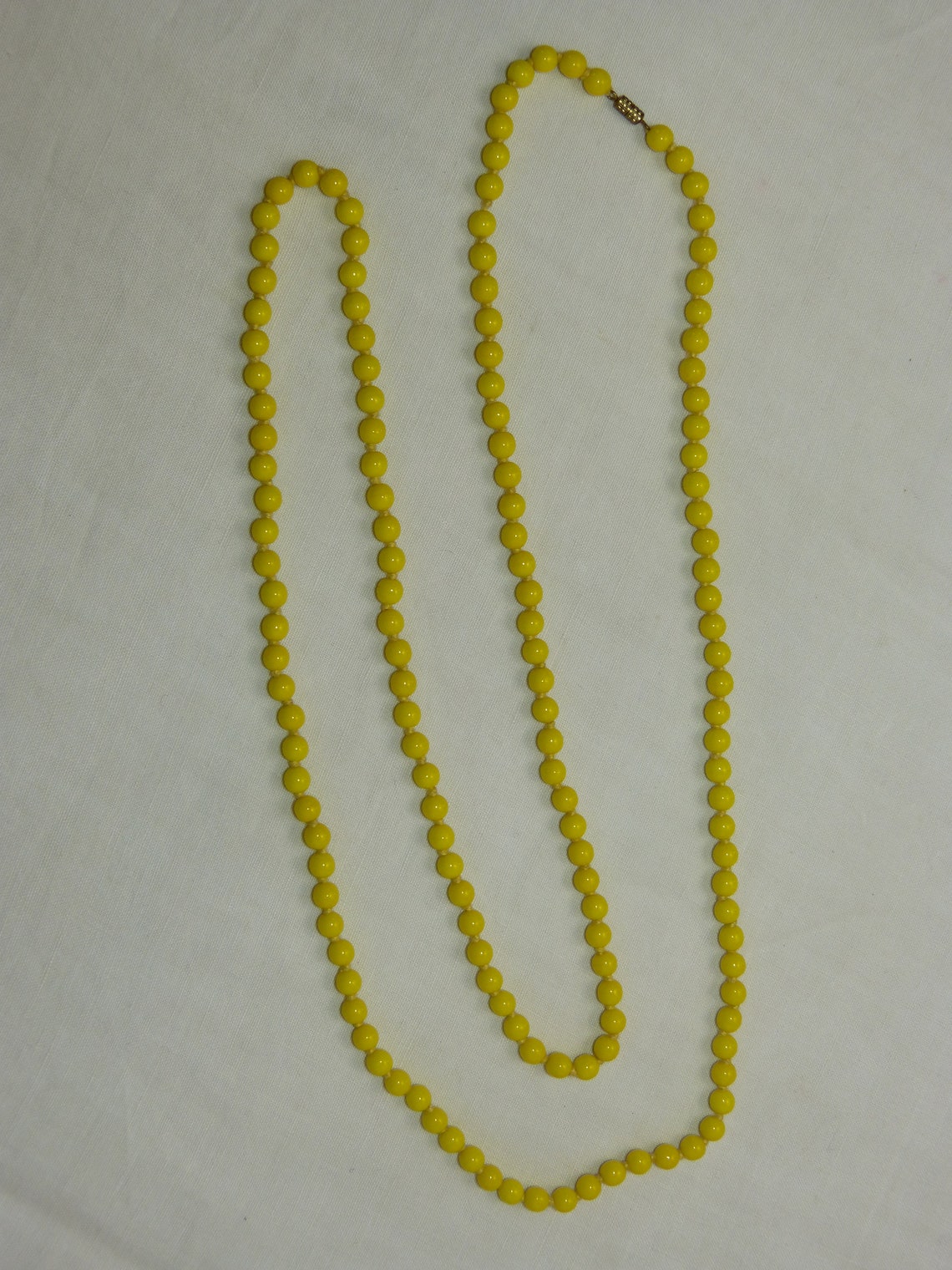 Long Bright Yellow Beaded Necklace Small Plastic Beads & - Etsy