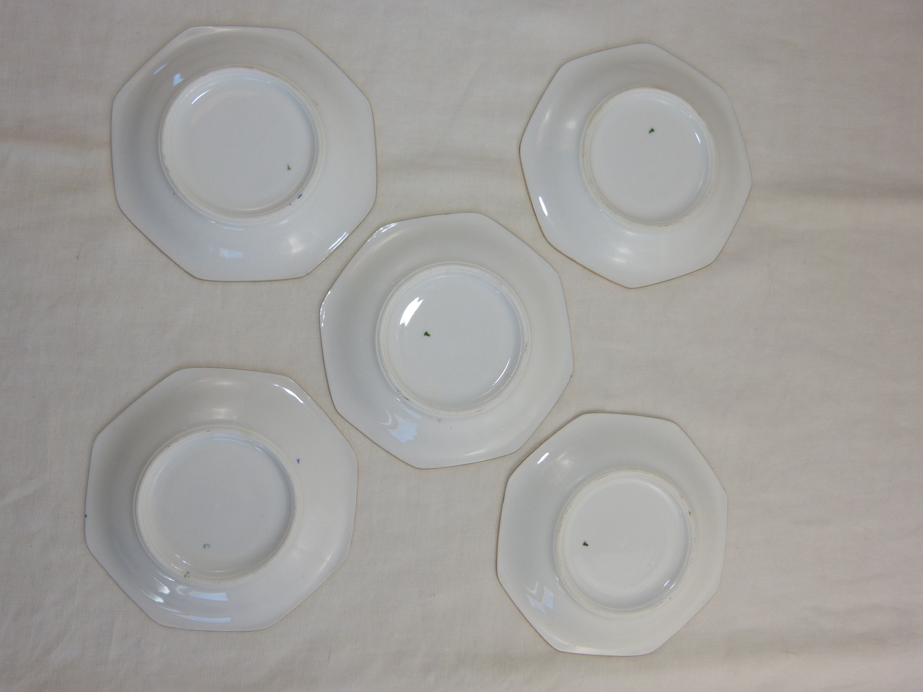 Set of 5 Octagonal Porcelain Coffee Cups With Saucers Shabby | Etsy