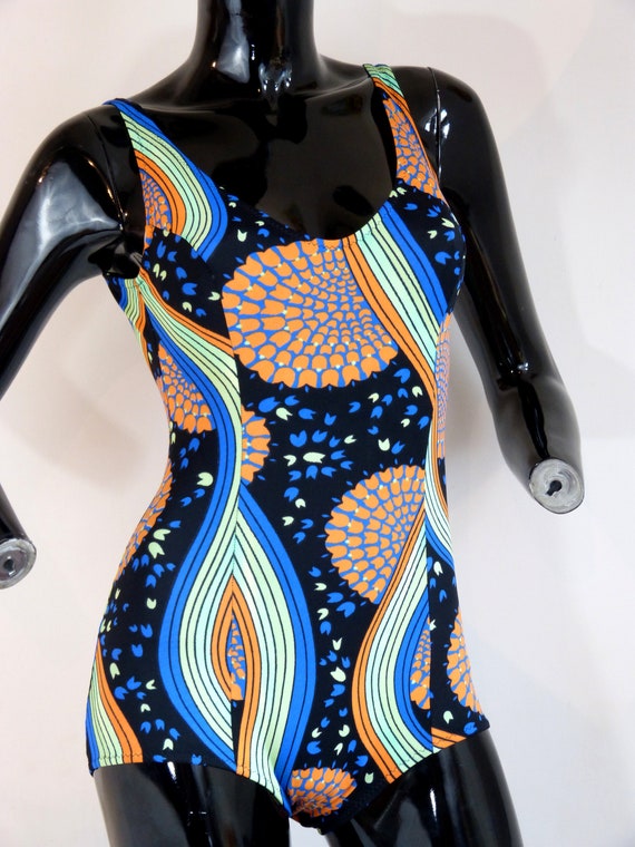 Orange & blue mod flower FLOR AZUR one piece swimsuit… - Gem