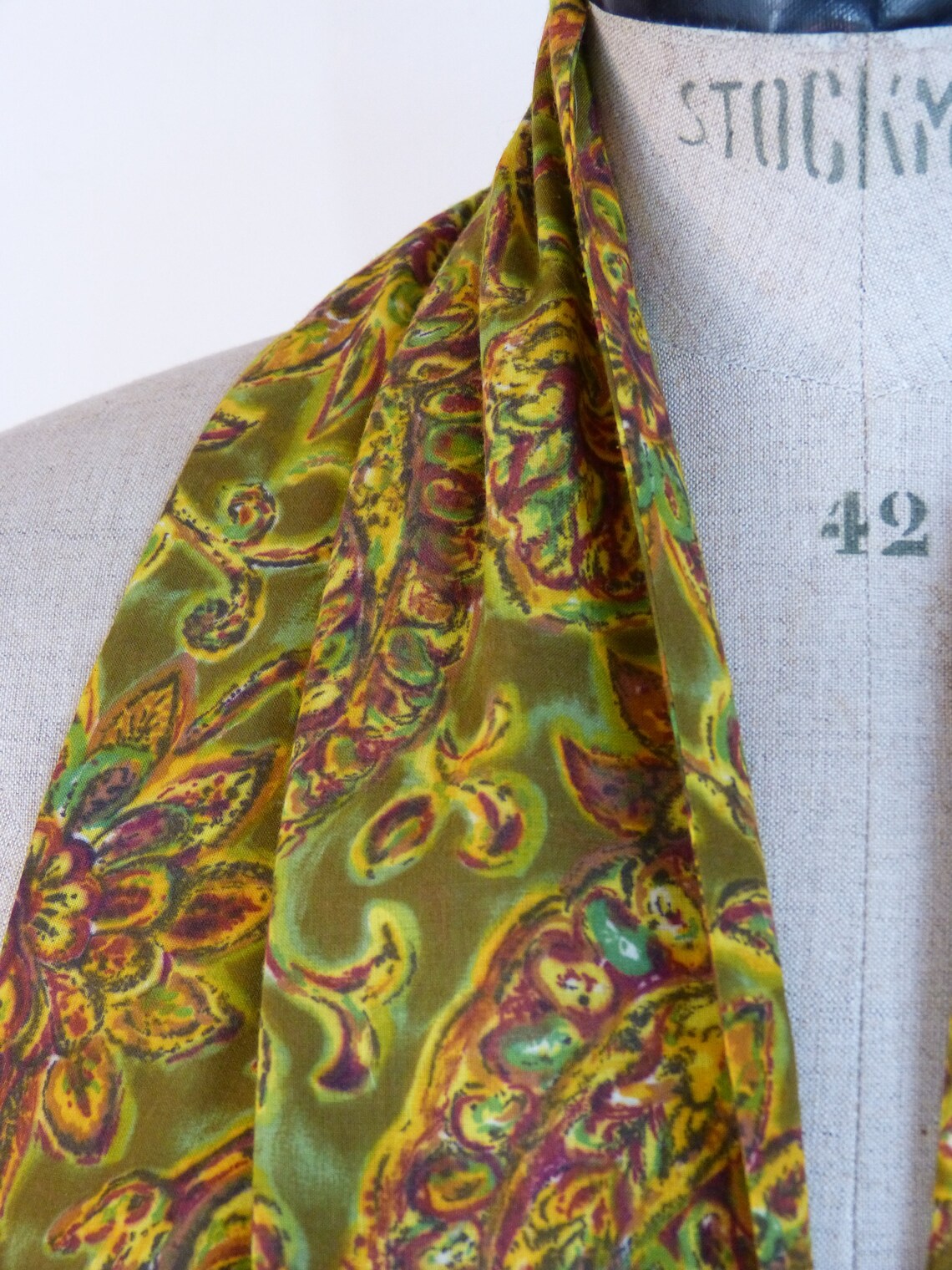 Psychedelic Flower & Paisley Pattern Scarf Mid Century Mod | Etsy