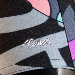 AGIVA Long Sleeved Leotard Bodysuit Black Grey Lettering Stretch Lycra ...