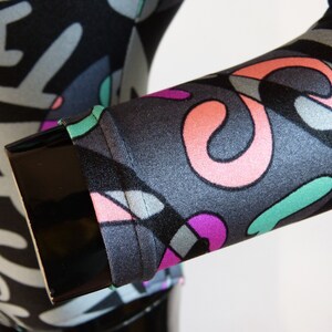 AGIVA Long Sleeved Leotard Bodysuit Black Grey Lettering Stretch Lycra ...