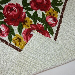 Floral Twill Fabric Rectangular Tablecloth Pink Roses & - Etsy