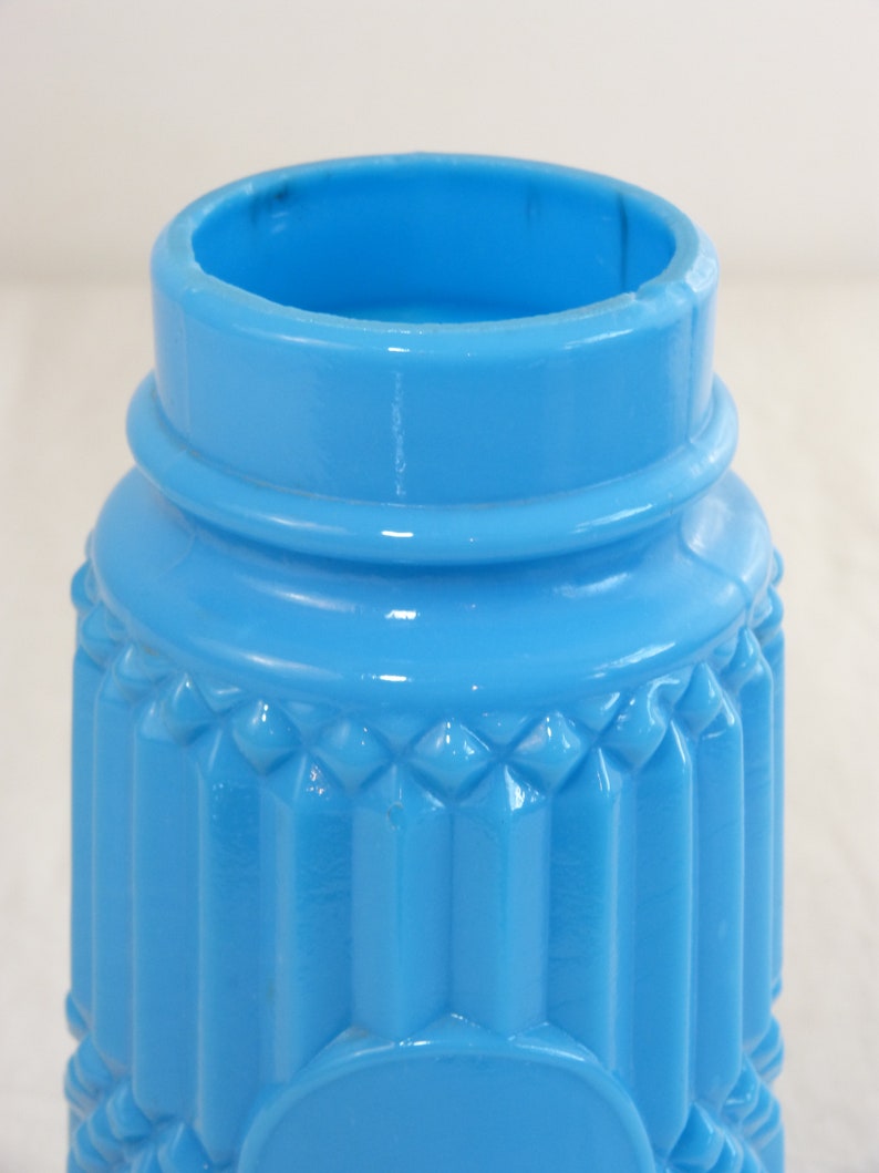 Large Art Deco Cyan Blue Milk Glass Vase Antique Shabby - Etsy