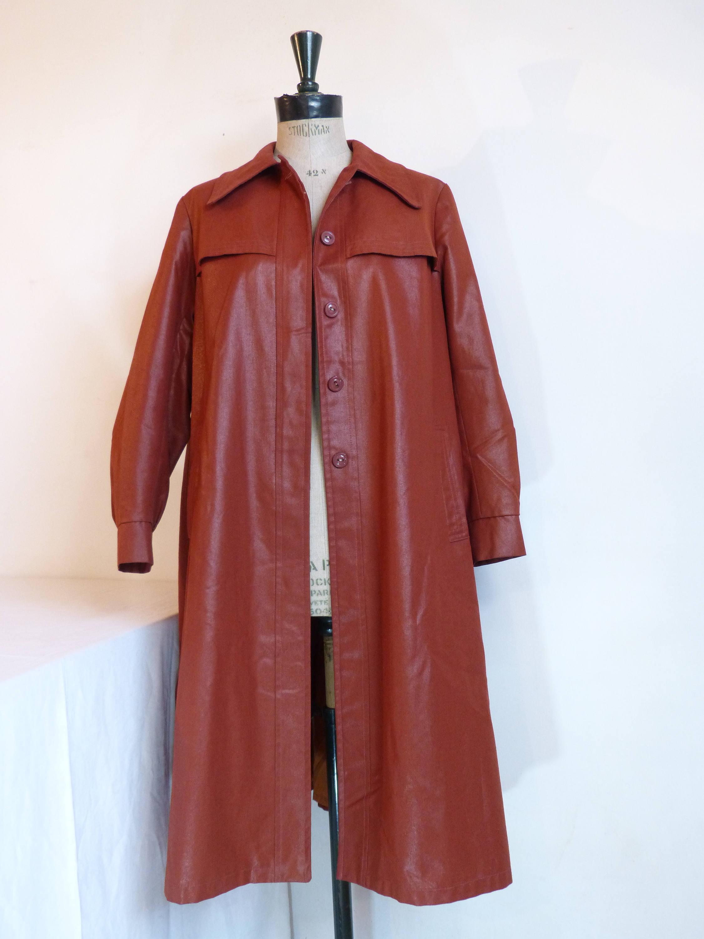 Reddish brown shiny DIOLEN fabric A-line trench coat autumn | Etsy