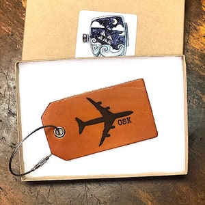 Plane Luggage Tag, Gift for Pilot, Monogram, Flight, Airplane Travel ...