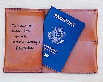 Handwriting Gift Personalized Leather Passport Case Custom | Etsy