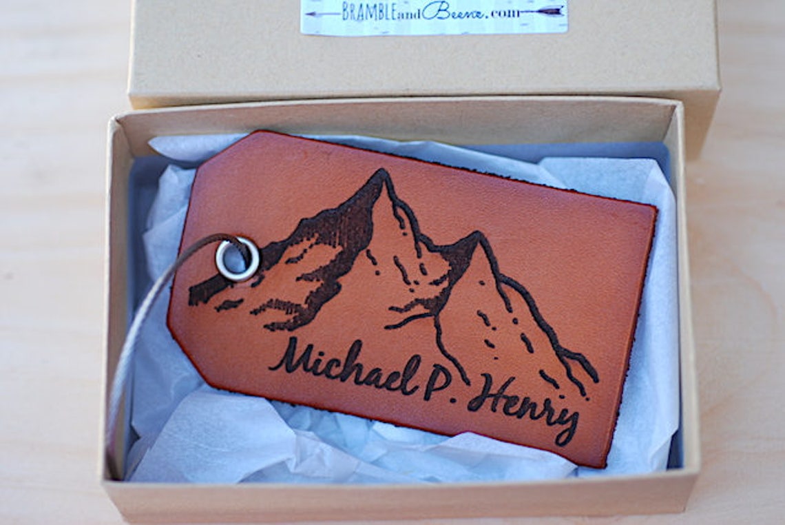 Mens Luggage Tag Personalized Gift for Him Leather Luggage - Etsy