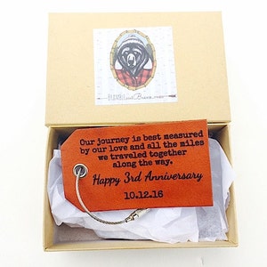 Happy 3rd Anniversary Leather Luggage Tag, Our Journey, Personalized Anniversary Gift, New ...
