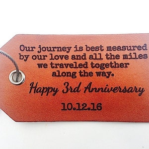 Happy 3rd Anniversary Leather Luggage Tag, Our Journey, Personalized Anniversary Gift, New ...