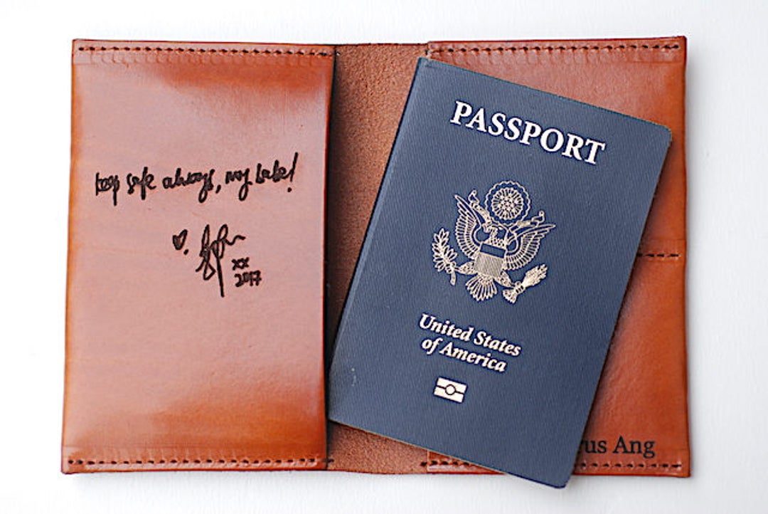Your Handwriting Custom Leather Passport Holder - Personalized Passport ...