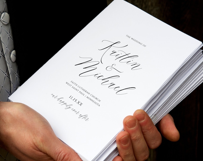 Elegant Wedding Program Template | Printable Wedding Program Booklet ...