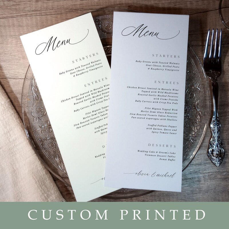 Personalized Menu Cards - Etsy