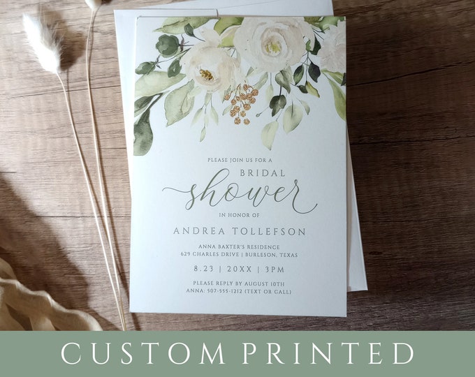 Custom Printed Modern Bridal Shower Invitation With Bride-to-be on Gift ...