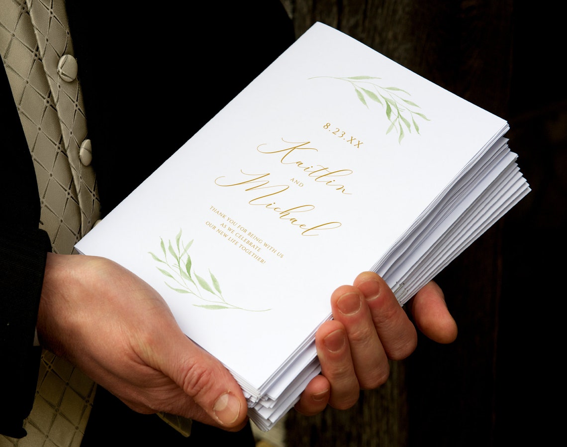 Wedding Program Booklet Wedding Program Template Folded | Etsy