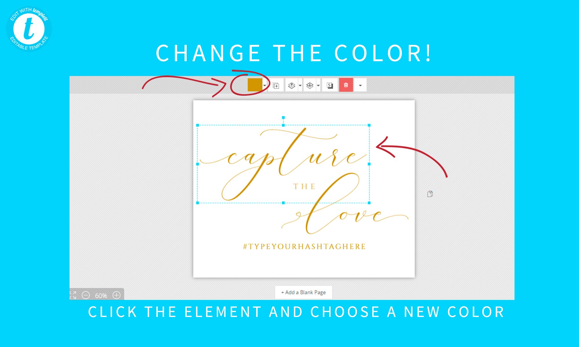 Wedding Hashtag Sign Template Editable Color Printable | Etsy