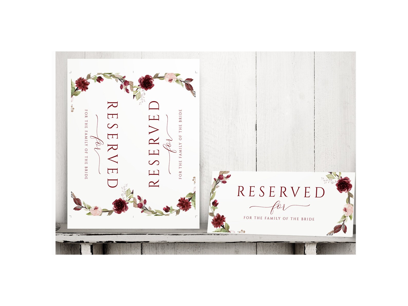 Reserved Cards Sign Template Wedding Signs Burgundy Boho - Etsy