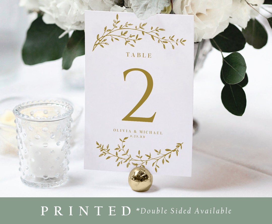 Gold Table Numbers | Printed Table Numbers | Table Cards | Wedding ...